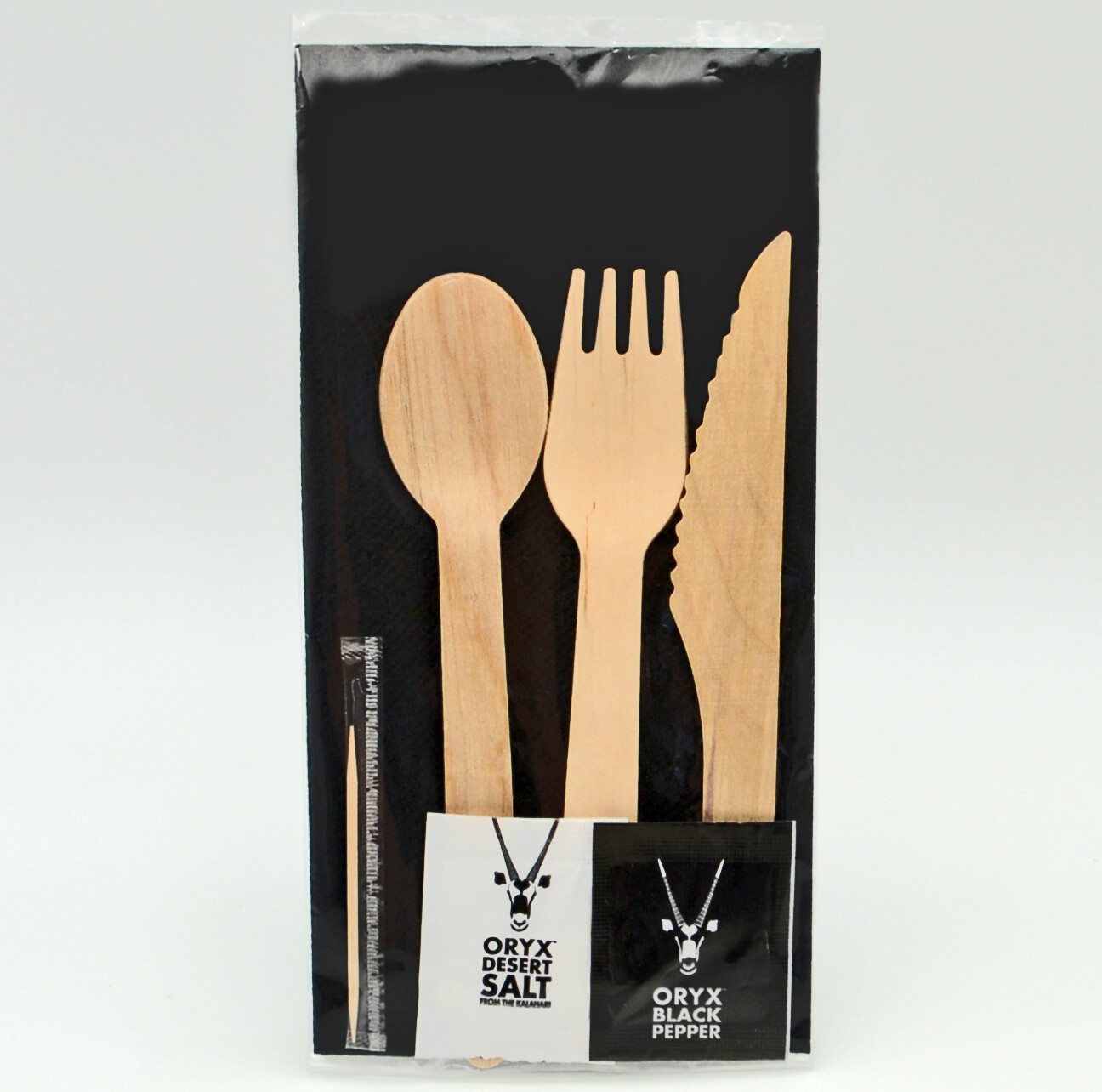 Wrapped Cutlery Set: Wood K/F/S + W/tpick + S&P + B/Nap (10) - Online ...