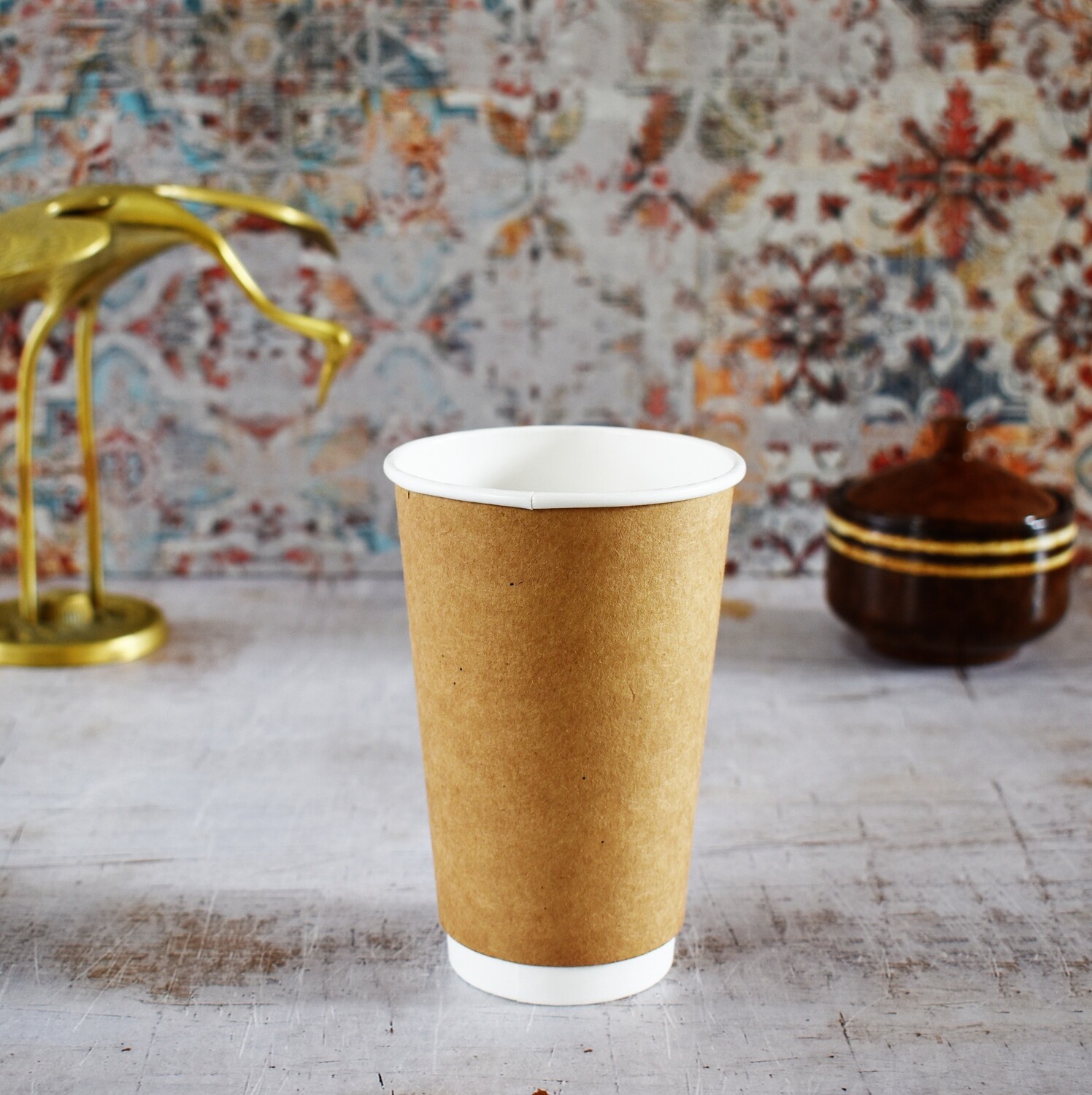 Paper Coffee Cups Double Wall 500ml - Kraft - Online Store - Core Pack