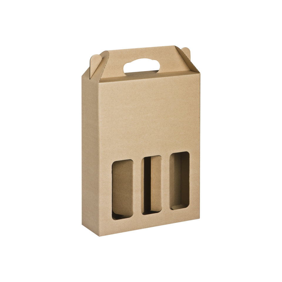 Box Corrugated Bottle Pack 3 - Kraft (each) | Online Store - Core Pack