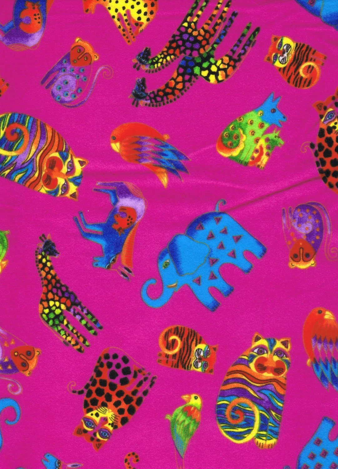 Scattered Animals on Pink Large Flannel