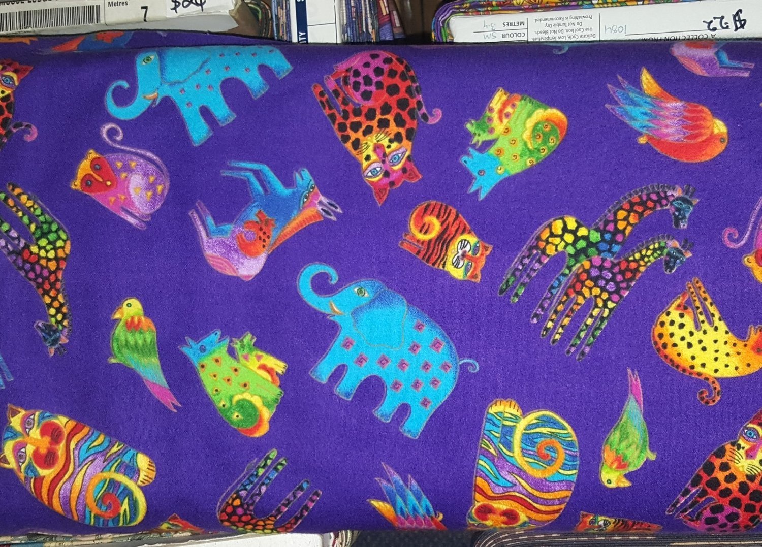 Scattered Animals on Purple Large Flannel