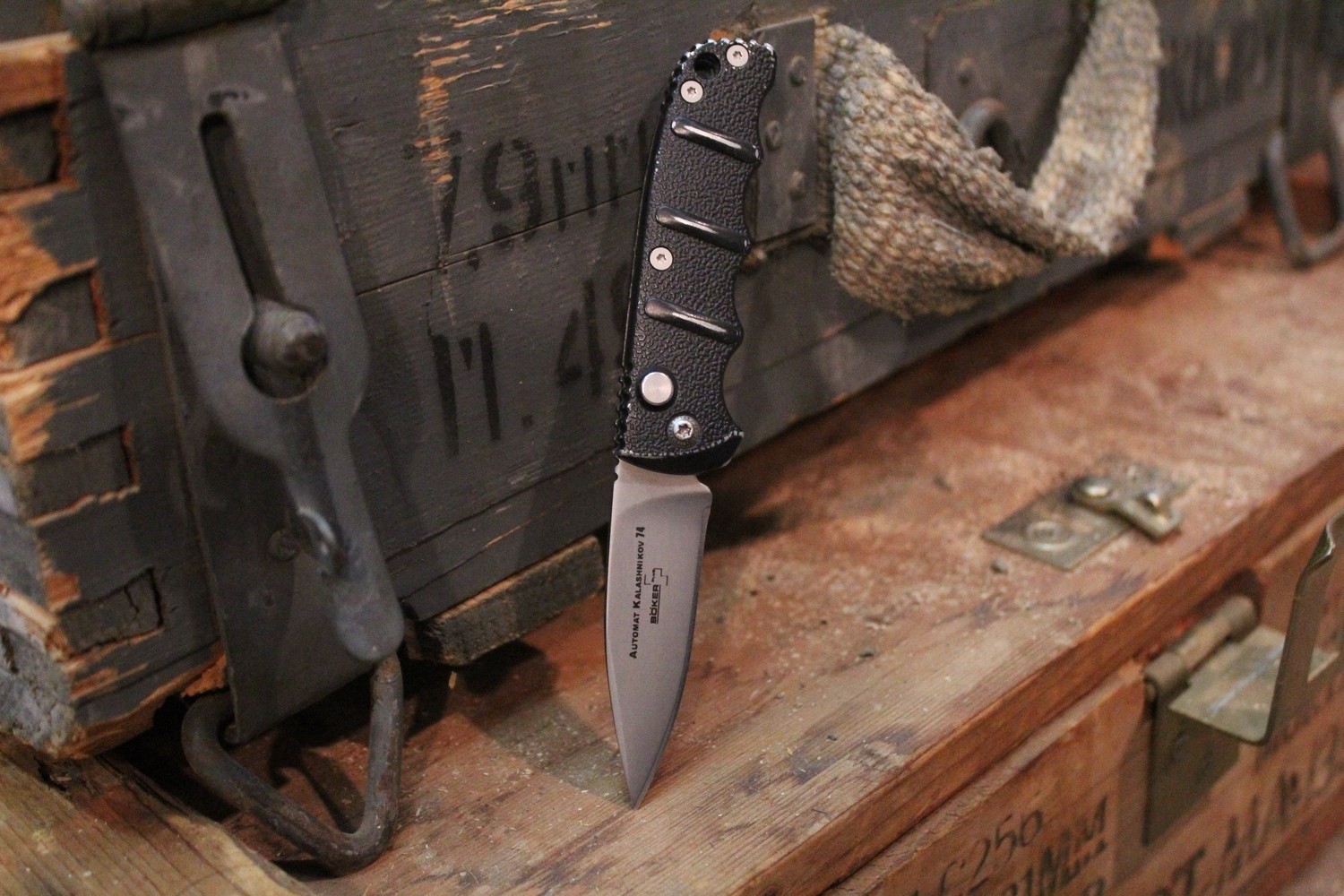 Boker Plus Mini Kalashnikov 2.5" Automatic Knife, Black / Bead Blast ...