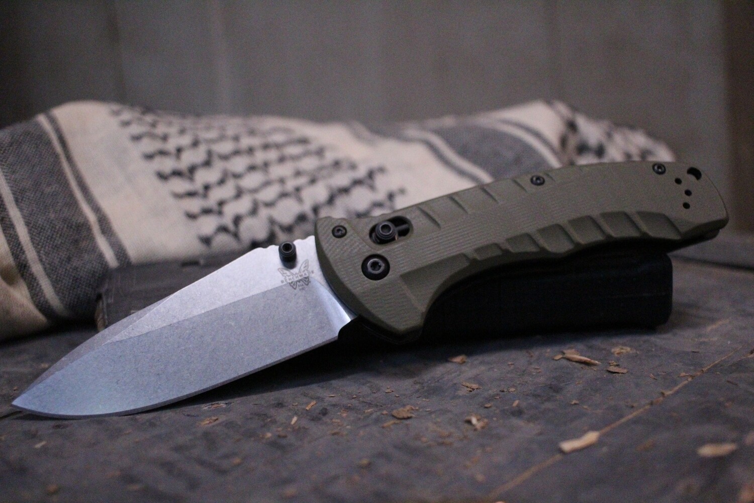 Benchmade Turret 3.7" AXIS Lock Knife / OD Green G10 / Satin ...