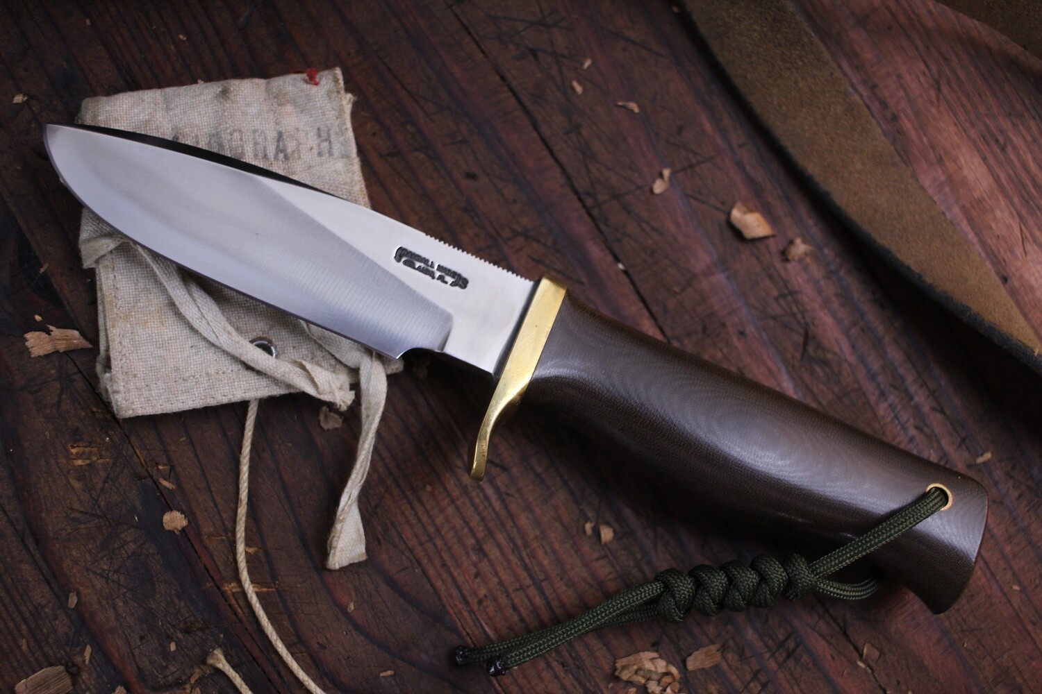 Randall Made Model 28 Woodsman 4.5" Fixed Blade Knife / Green Micarta ...