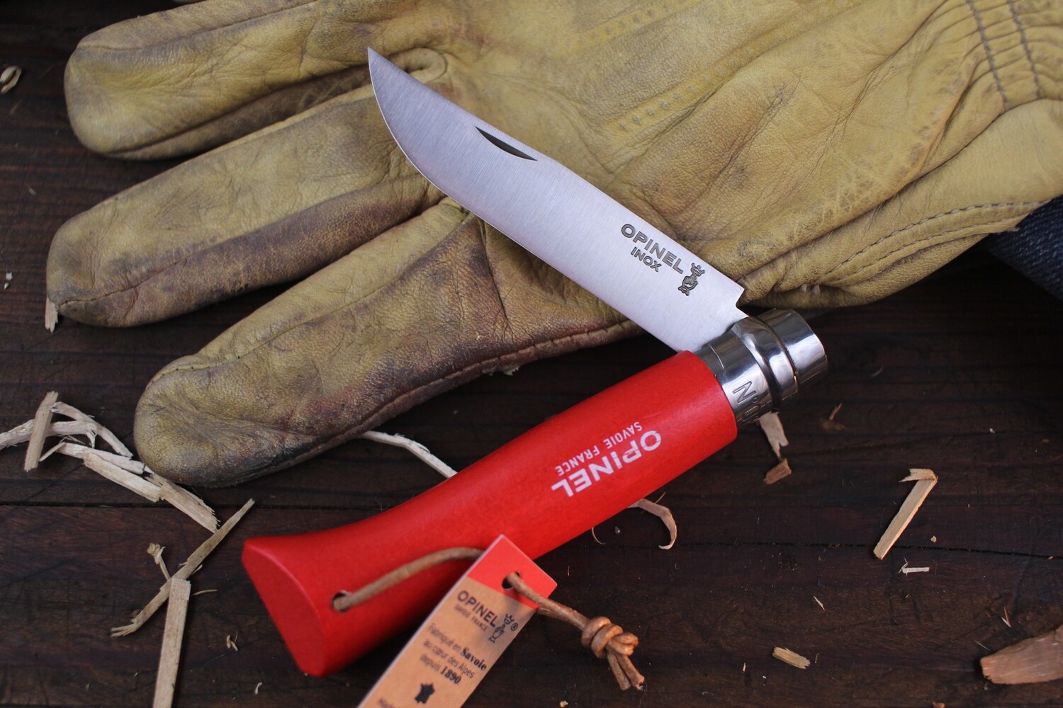 Opinel Knives No. 8 3.35” Folder / Red Hornbeam / Satin Sandvik Stainless