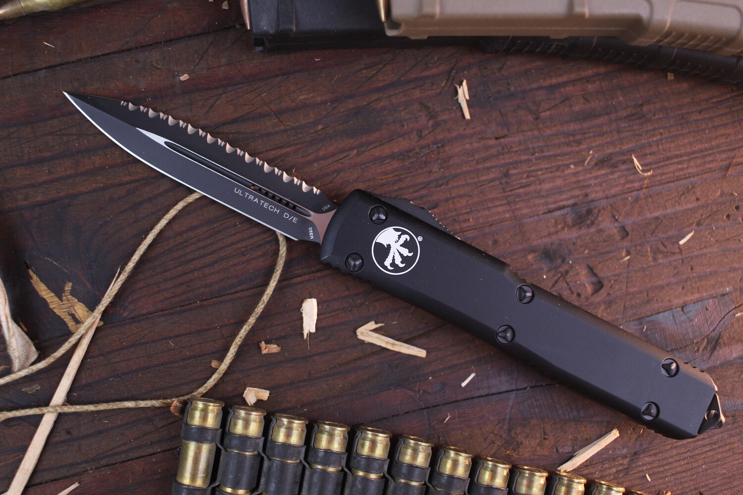 Microtech Ultratech D/E 3.4" OTF Automatic / Black Aluminum / Black ...