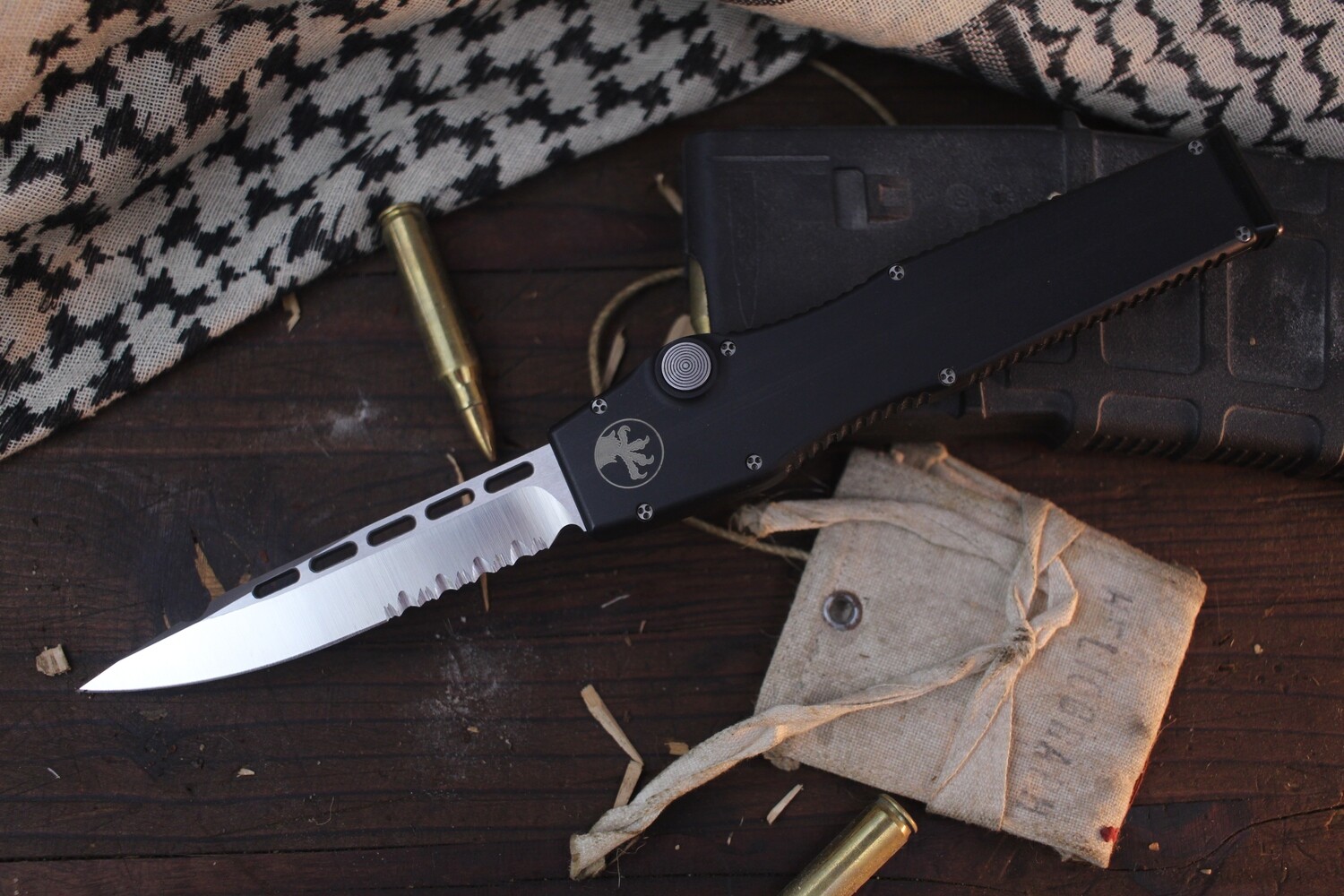 Microtech Halo II 4" S/E Single Action OTF Automatic / Black Aluminum ...