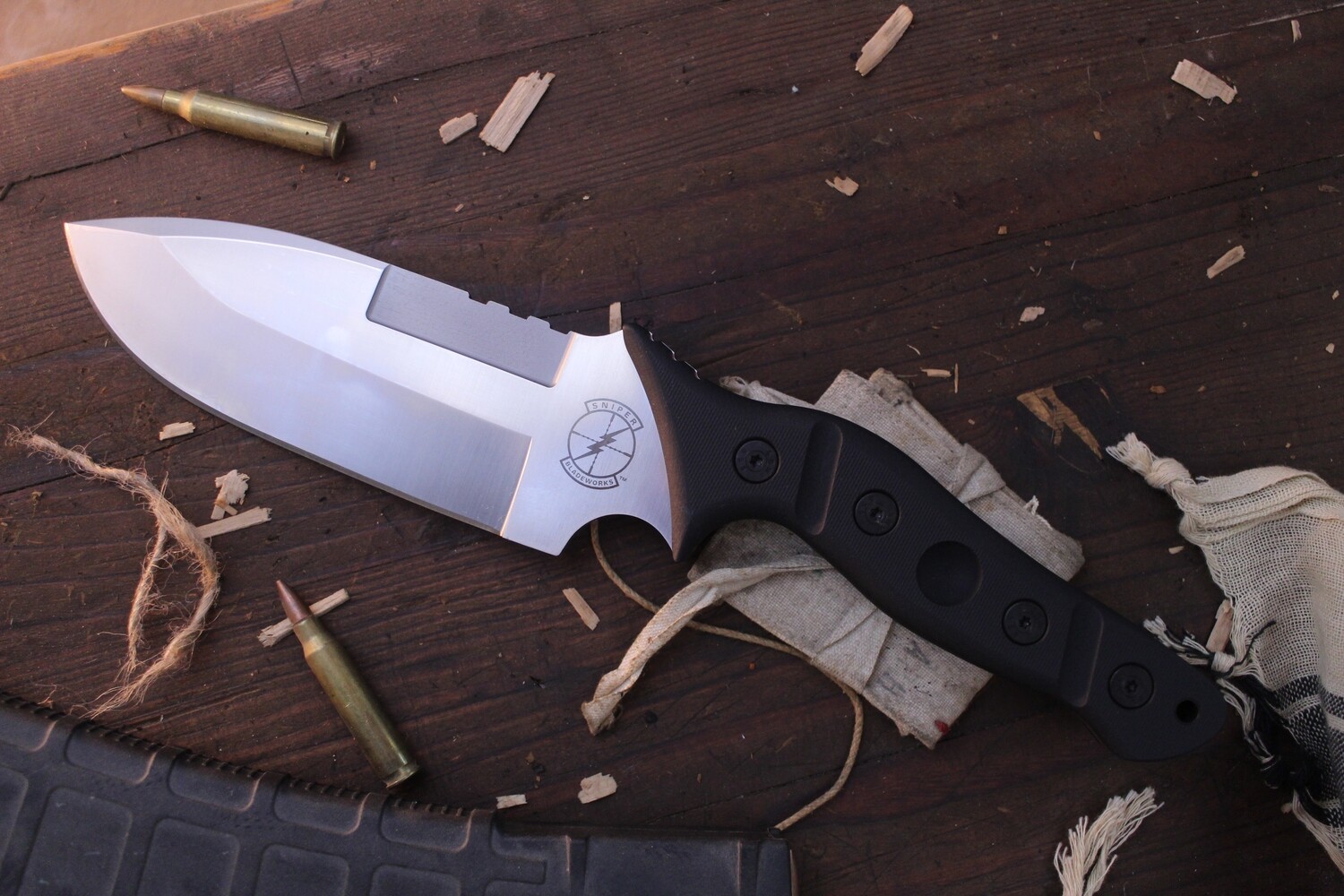 Sniper Bladeworks Mamu 5.5" Fixed Blade / Black G-10 / Satin 420HC