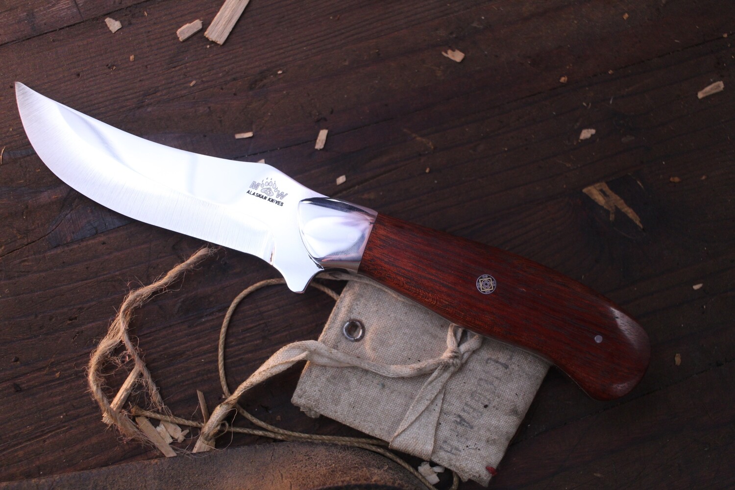M&W Alaskan South Side Slicer 4.5” Trailing Point / Bloodwood & Steel ...