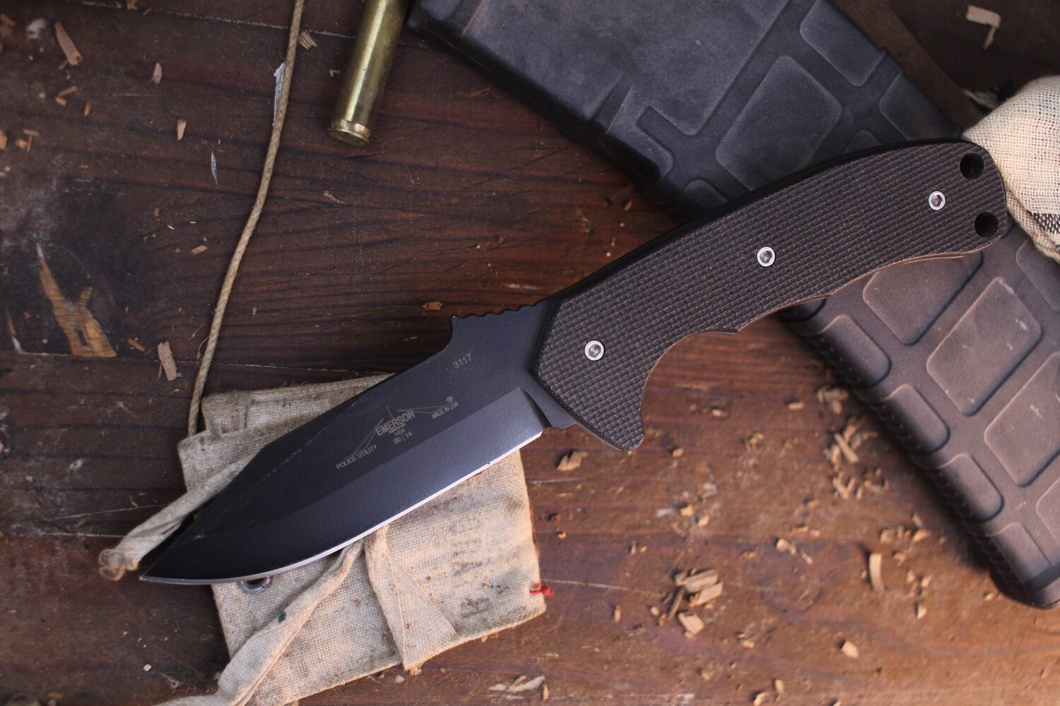 Emerson Police Utility 3.625" Fixed Blade / Black G-10 / Black 154CM ...