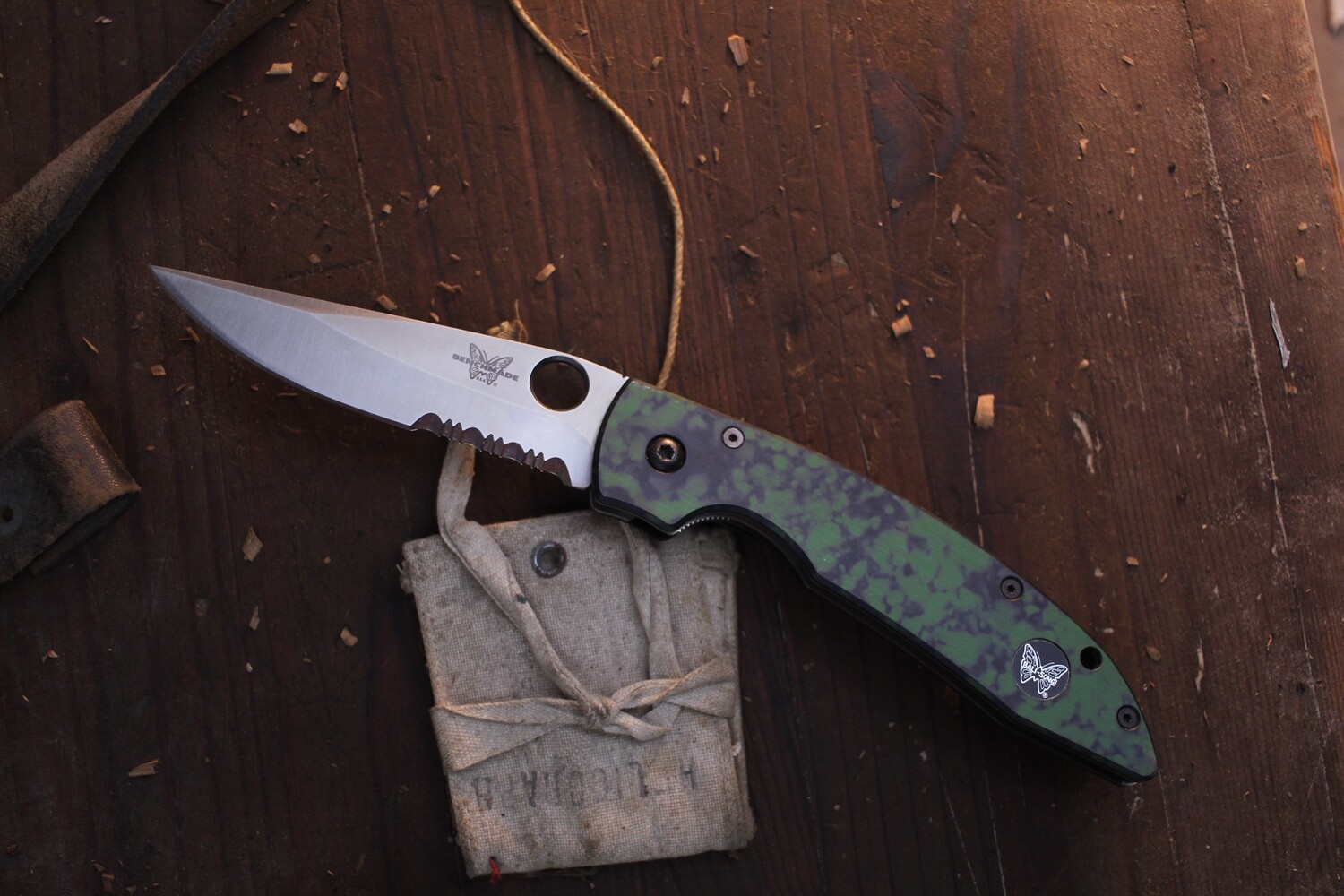 Benchmade Classic AFCK 4" Folding Knife / Black & Green Aluminum ...