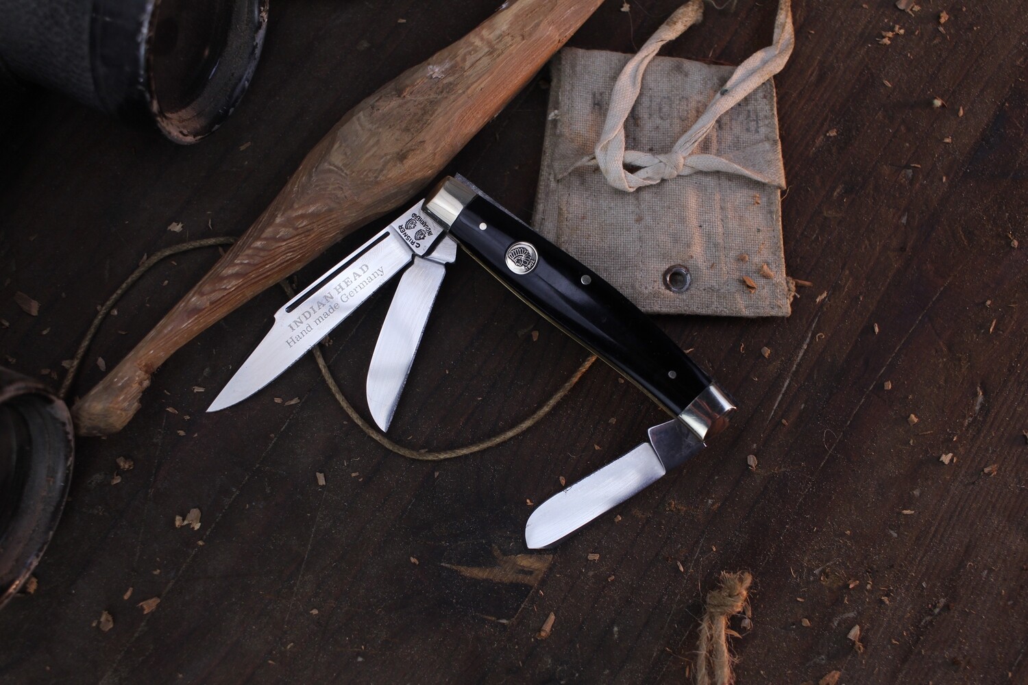 C. Risner Vintage Indian Head Stockman 3 Blade 3.75 Closed Slipjoint ...