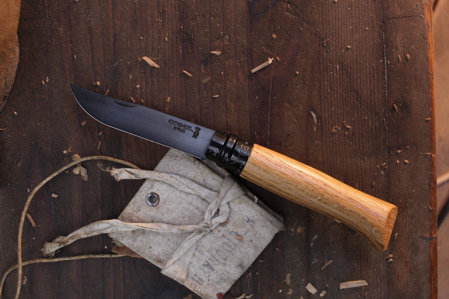 Opinel N. 08 3.28" Virobloc Folder / Oak Wood / Black Anodized Sandvik ...