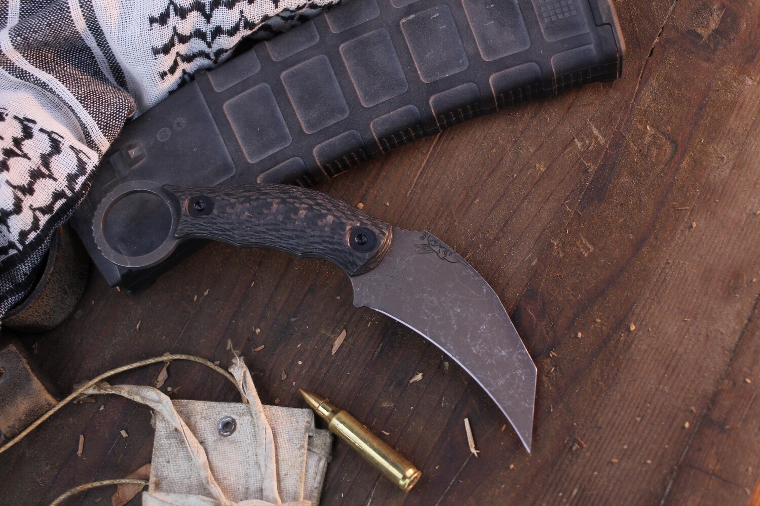 Half Face Blade Karambito 3" Fixed Blade / Black Carbon Fiber / Black ...