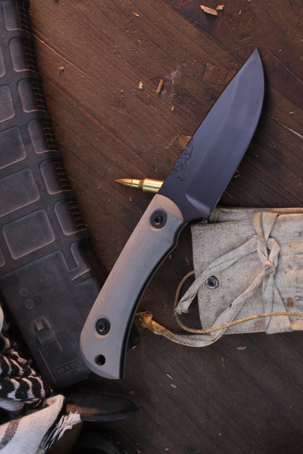Hlaf Face Blade Cav Jr. 3.5" Fixed Blade / Grey G-10 / Black Cerakote ...