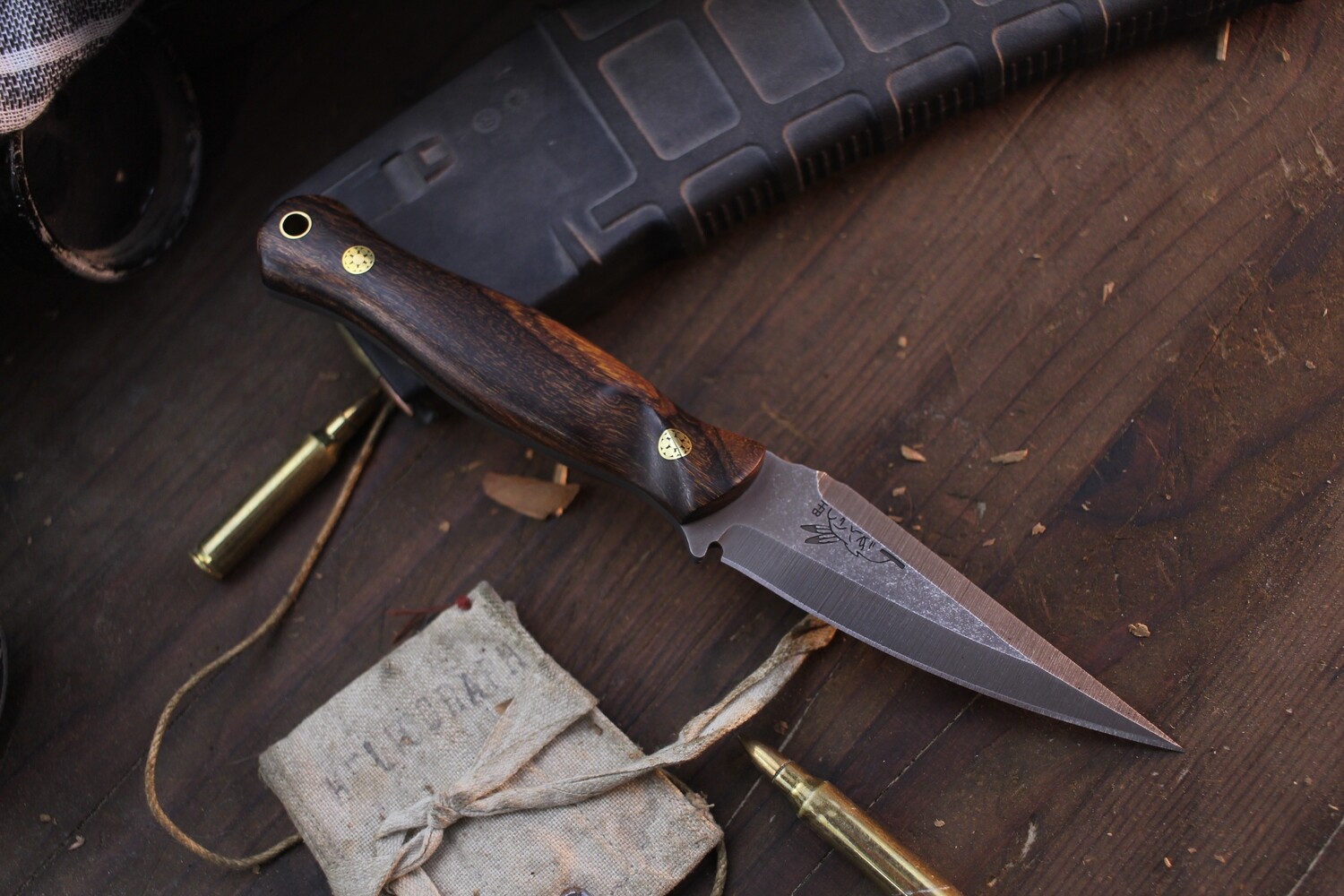 Copy of Half Face Blade Enforcer 3.75" Fixed Blade / Desert Ironwood ...