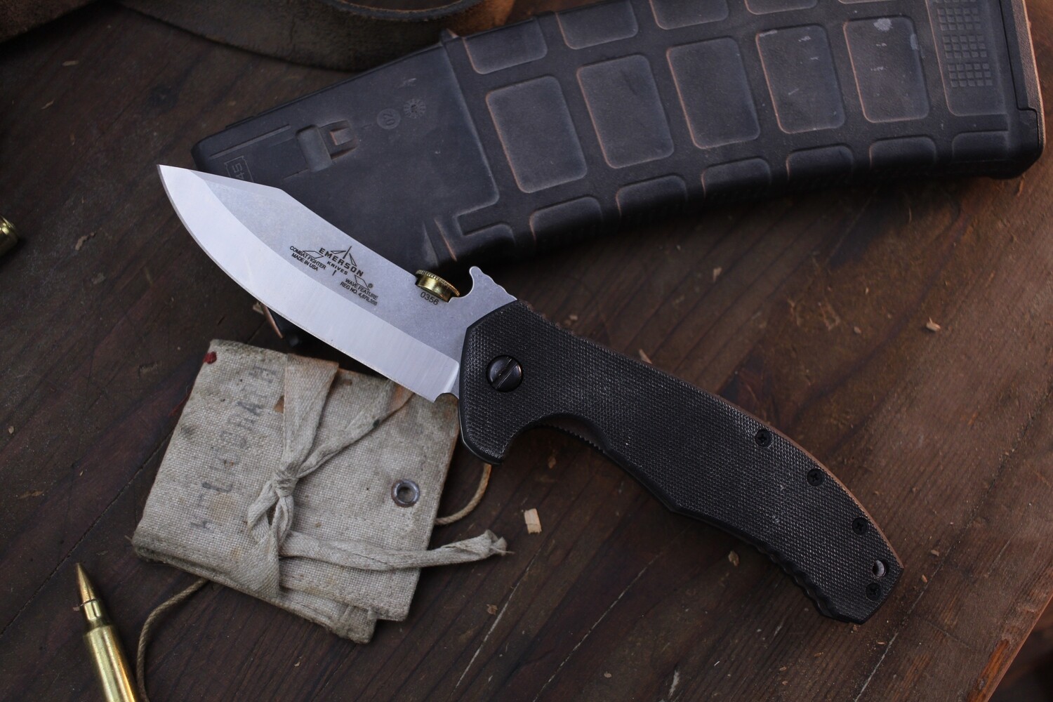 Emerson Combat Fighter SF 3.75" Folding Knife / Black G10 / Satin 154CM ...