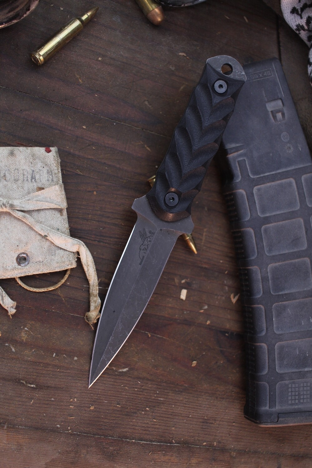 Copy of Half Face Blade COMBAT 4" Fixed Dagger / Jungle Wear Carbon ...