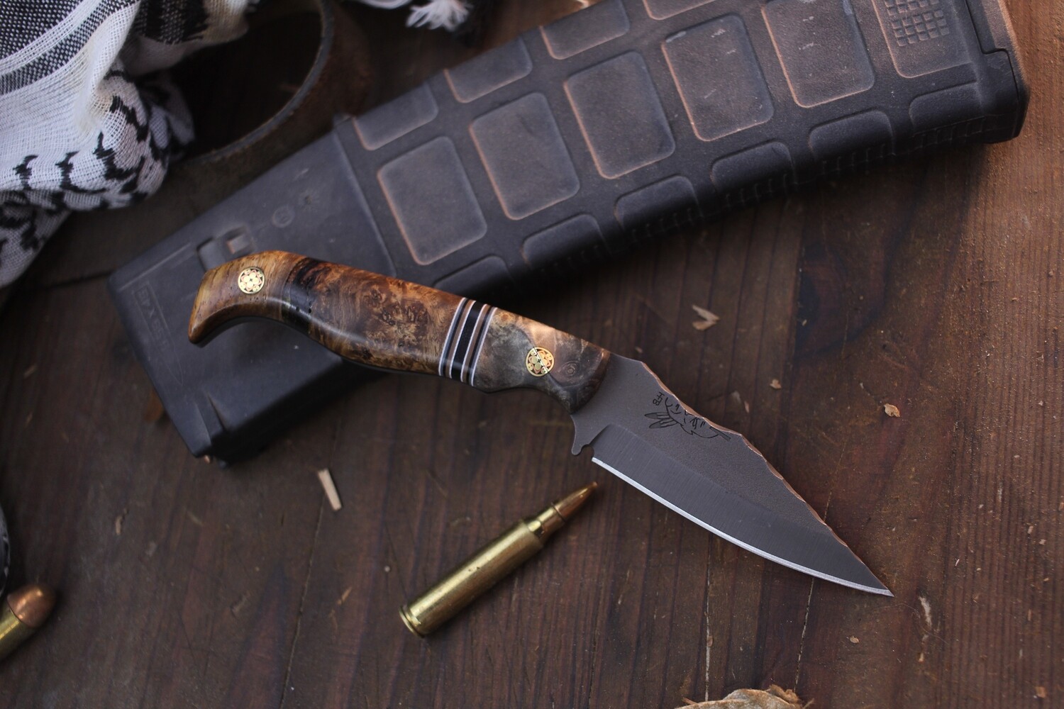 Copy of Half Face Blade Crow Scout 5" Fixed Blade / Katalox Wood With ...