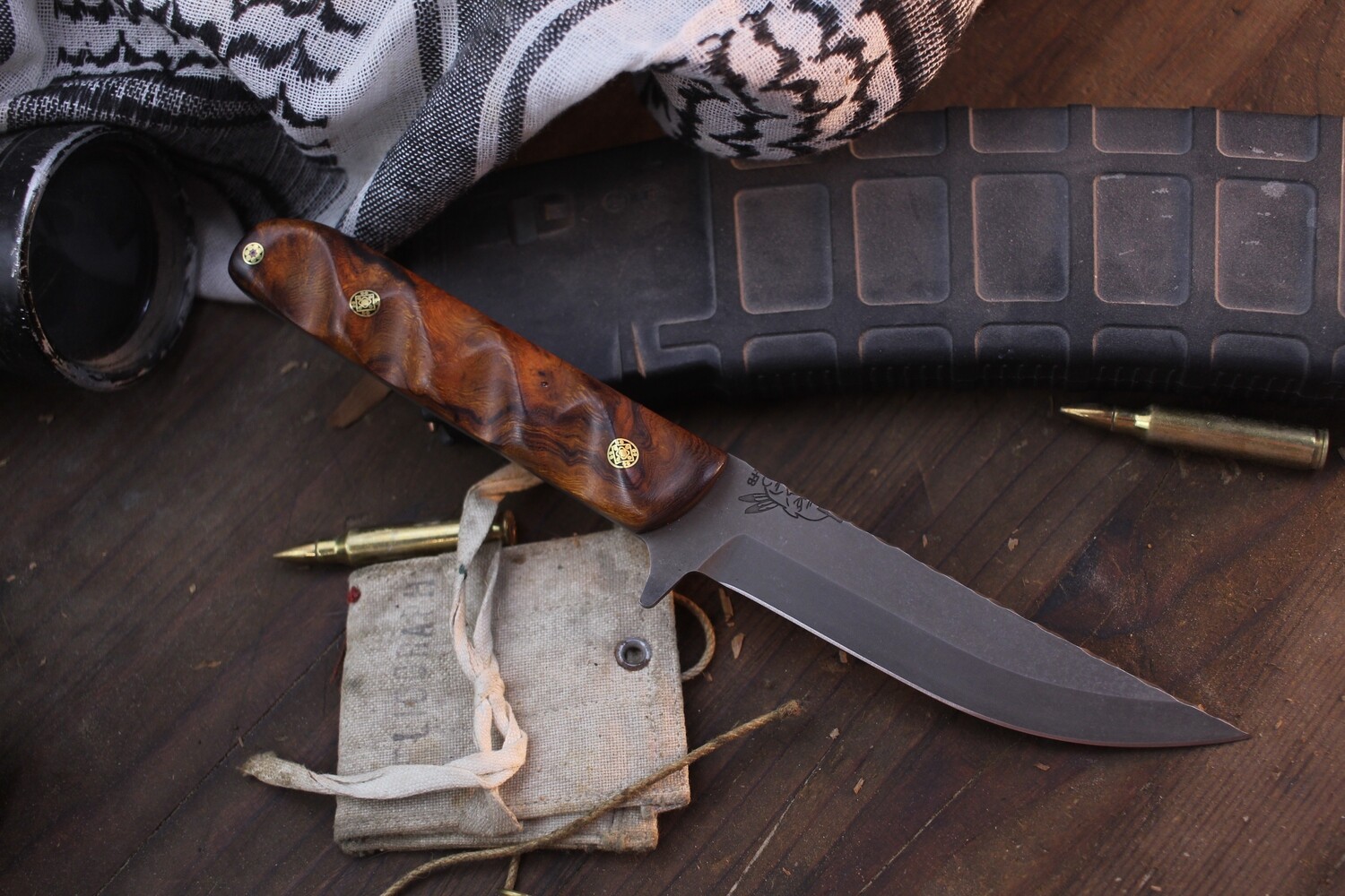 Copy of Half Face Blade Kwaiken FC 4.25" Fixed Blade / Desert Ironwood ...