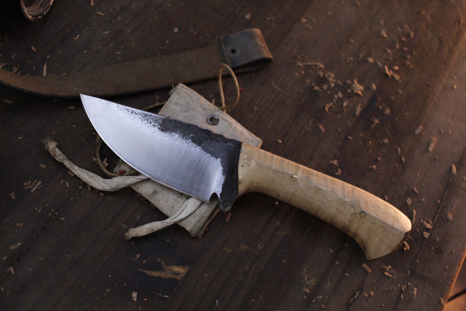 Barrett Knives Mini Strider 3.5” Clip Point / Maple / Alaskan Forged 1095