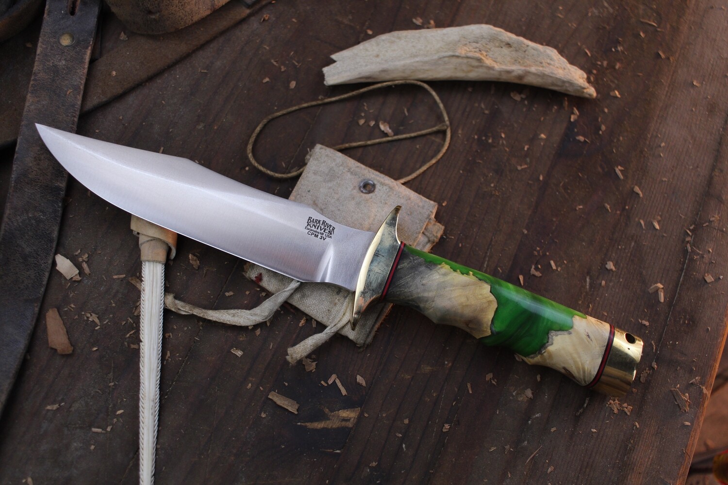 Bark River Knives MACV-SOG 6.1" Fixed Blade / Buckeye Burl & Green ...