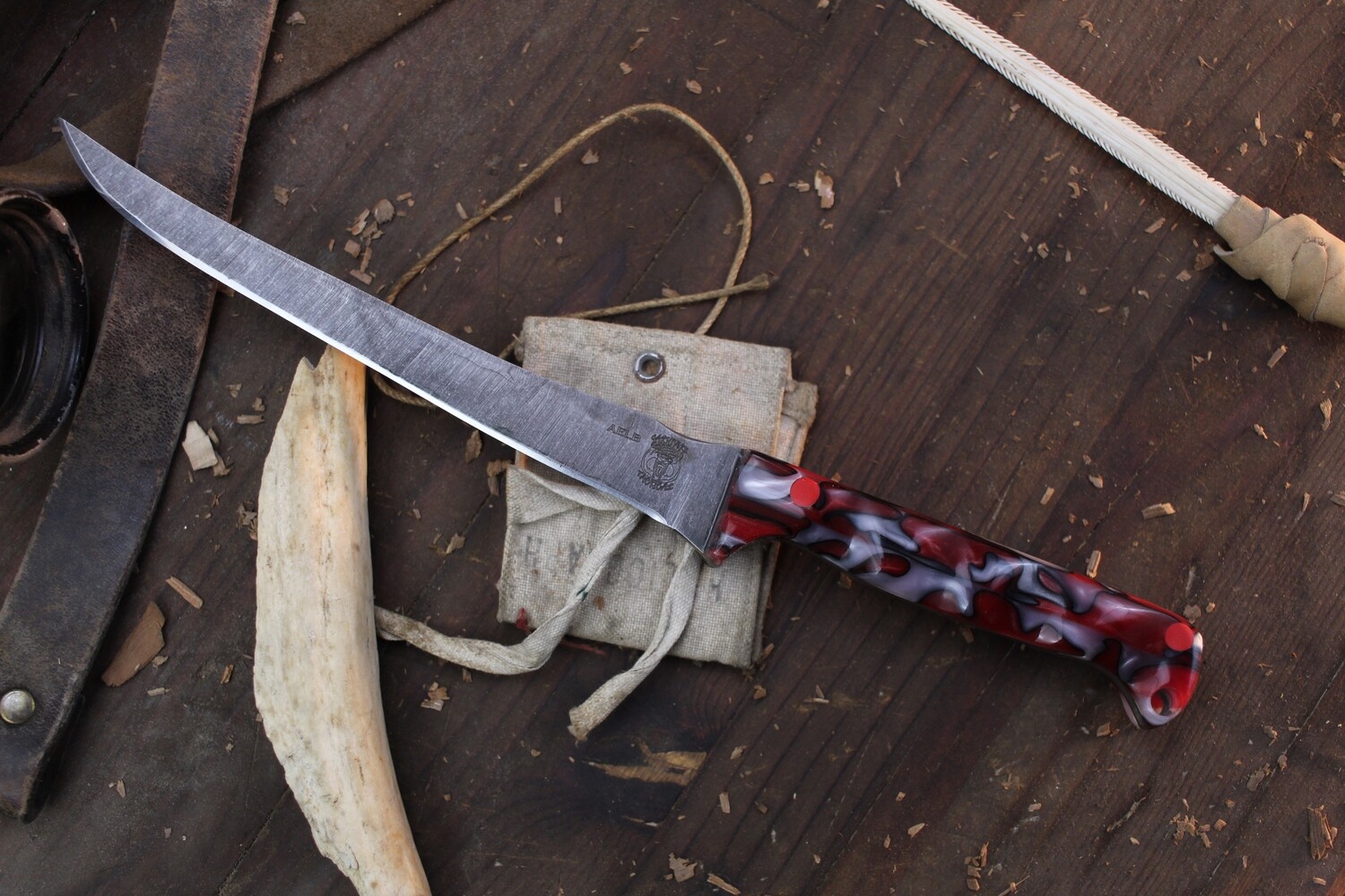 Carnivore Tactical SNACK 6.5" Fixed Blade Fillet / Blood Splatter Epoxy ...