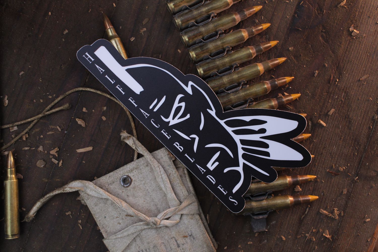 Half Face Blades Face Sticker ( Black On White )