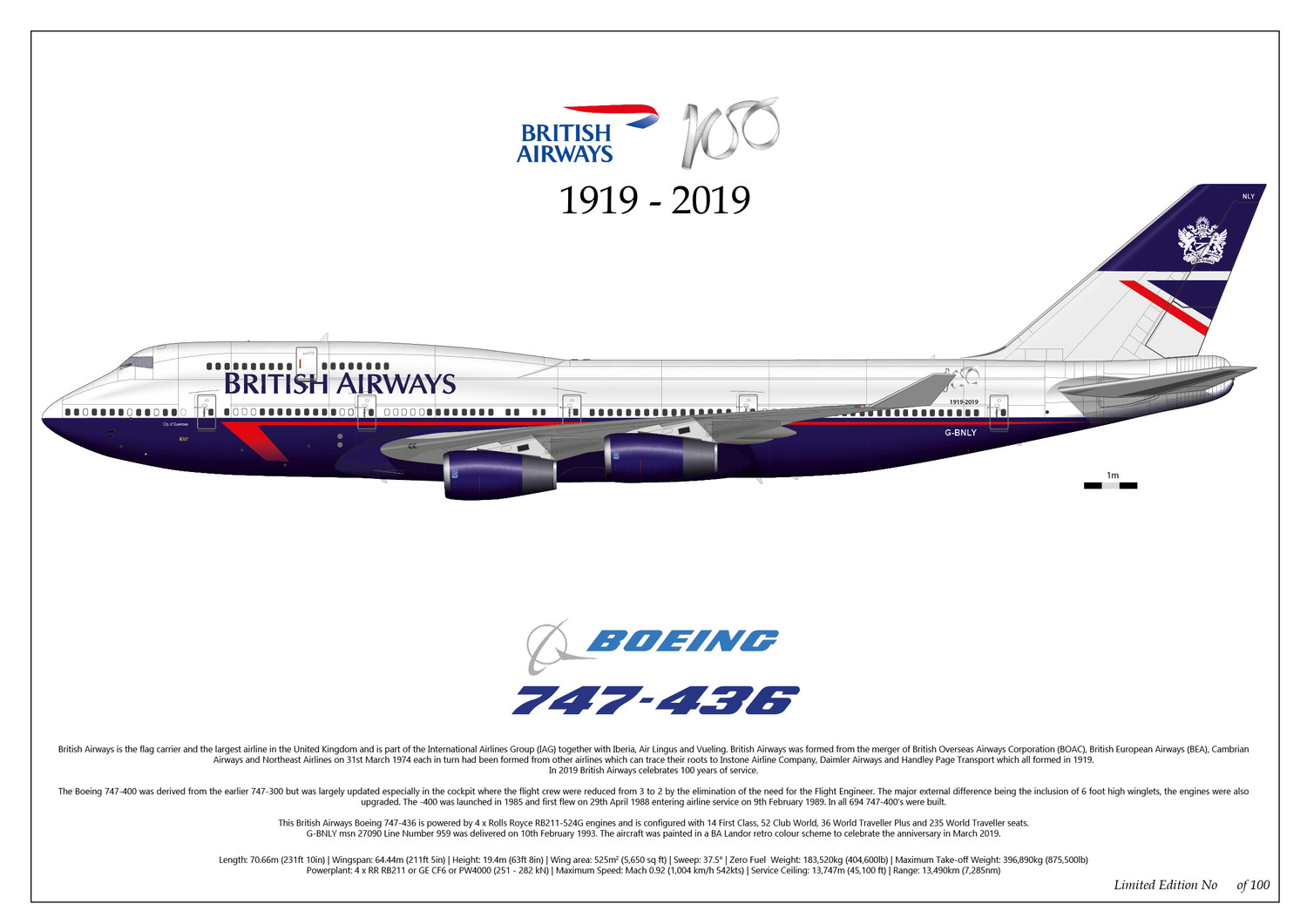 Boeing 747-400 British Airways 100th Anniversary G-BNLY - Limited ...