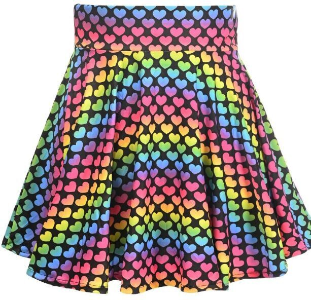 Rainbow Hearts Stretch Lycra Mini skirt - Store