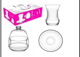 Pasabahce Lav Tea Set With Sugar Cup Inci 13 Pcs