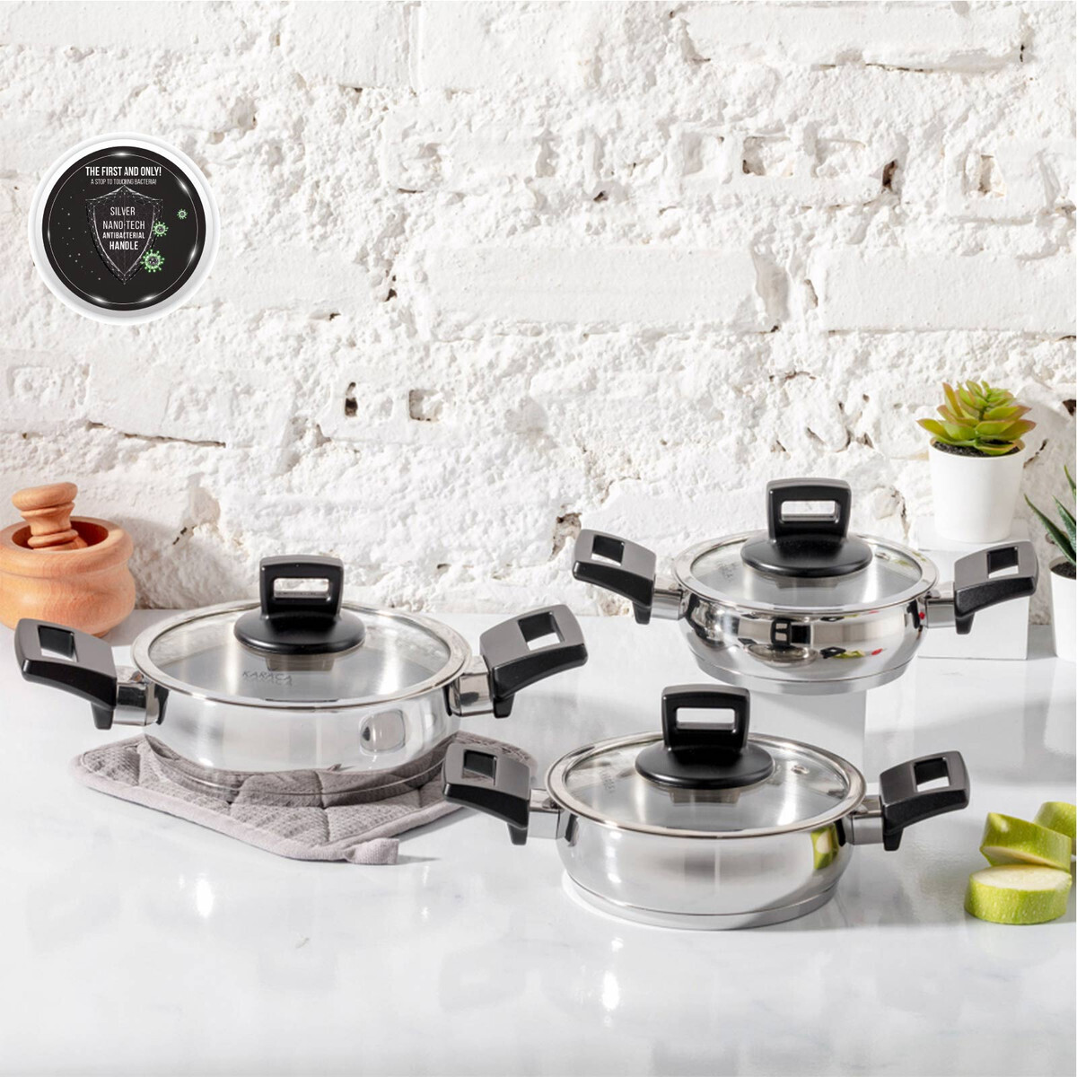 KARACA GALATA STEEL SAHAN SET 6 PIECES ANTIBACTERIAL