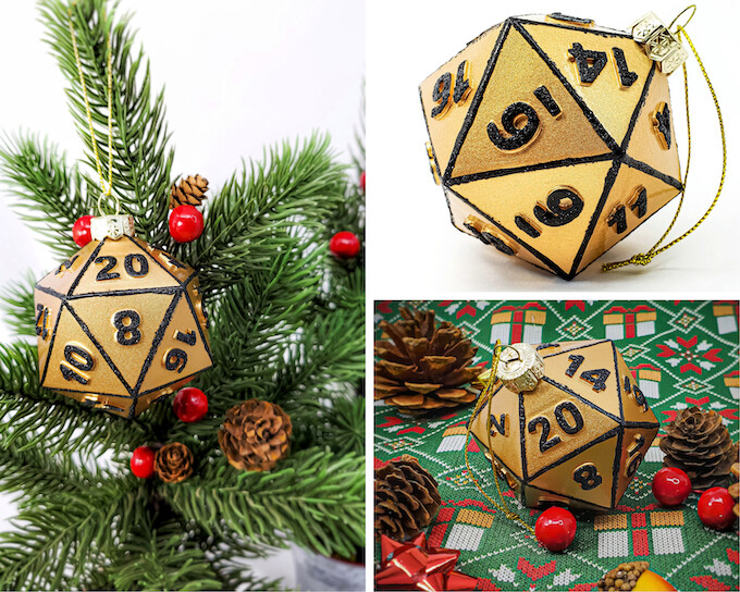 Gold D20 Ornament