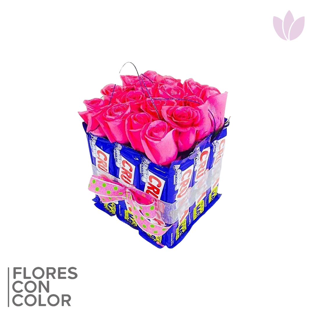 CHOCOLATE CRUNCH CON 16 ROSAS