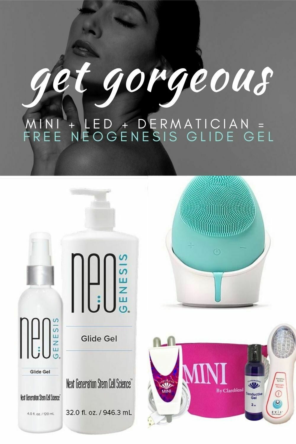 Clareblend Mini Microcurrent + LED RED Light Set + MY Dermatician ...