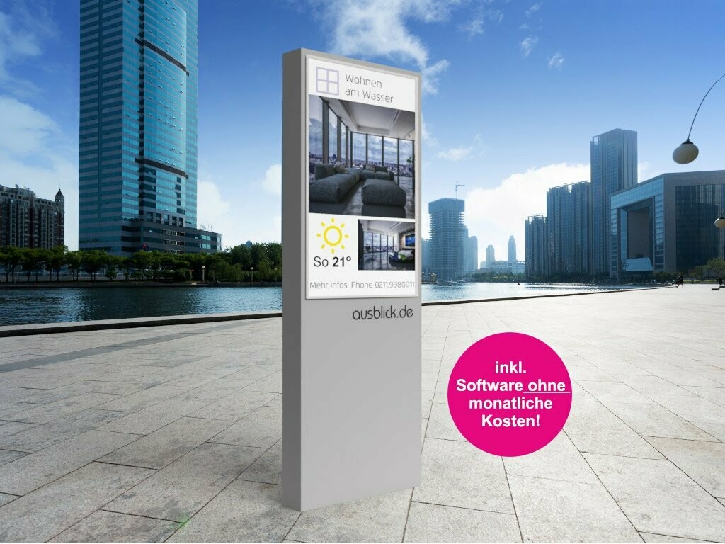 Werbepylon Digital Signage (55"Display), Outdoor, H=2150 mm