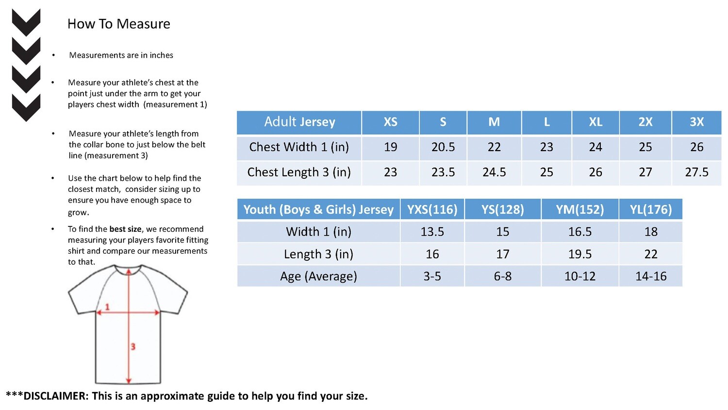 Size Chart: Hummel Game Jerseys – Store – Kombat Soccer