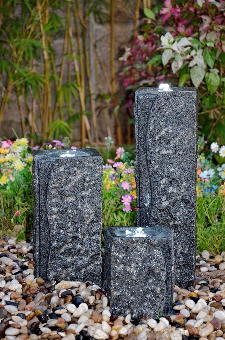 The 3 Musketeers 3 tower solid granite water feature