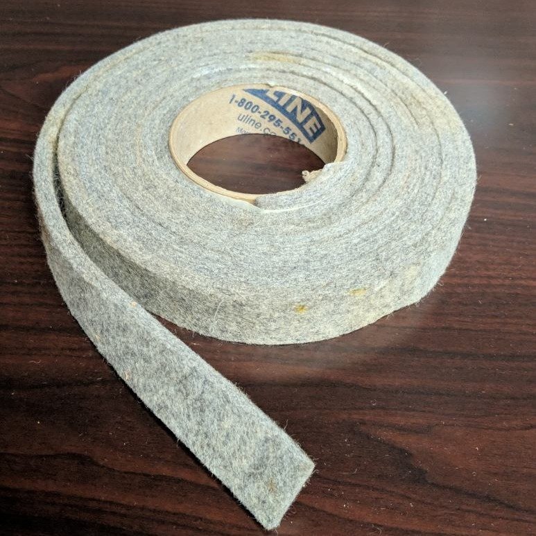 1/4" thk x 12 ft long, F-3 Grey Pressed Wool Felt Strip