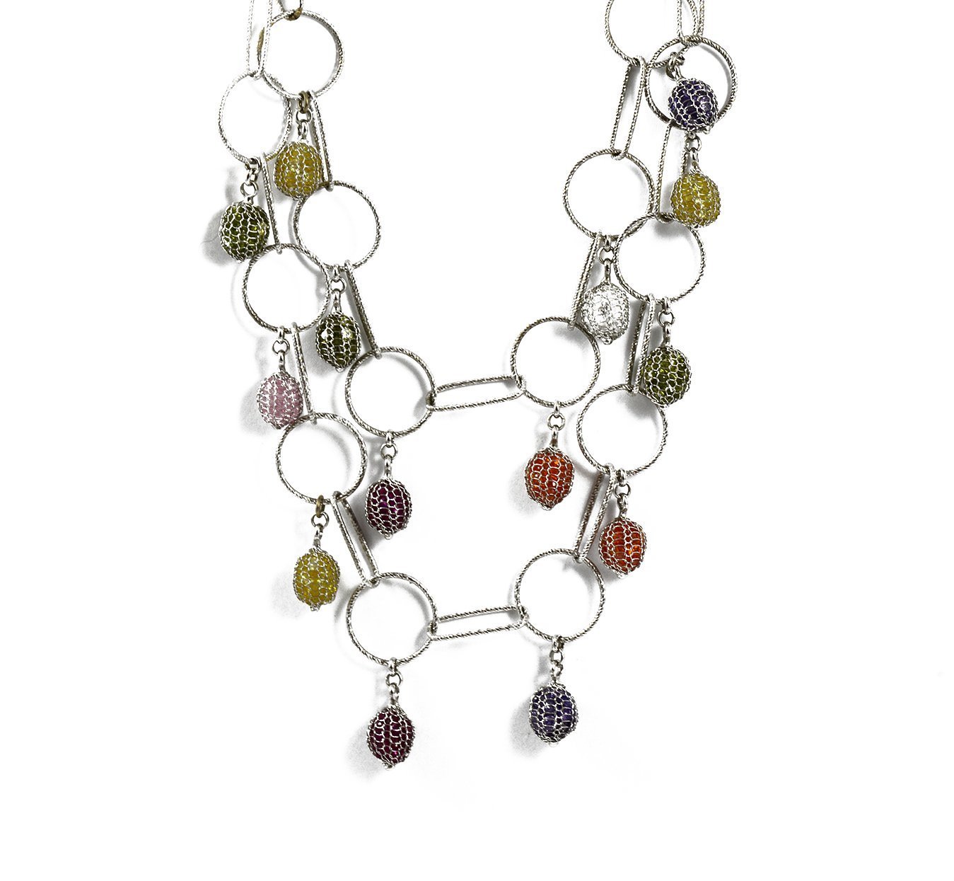 Italian Modernist Caoduro 18K White Gold and Semi Precious Gemstone ...