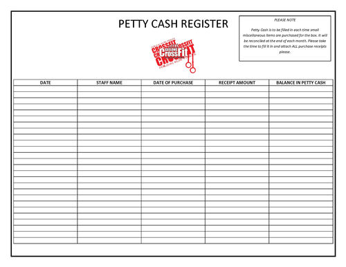 Petty Cash Register
