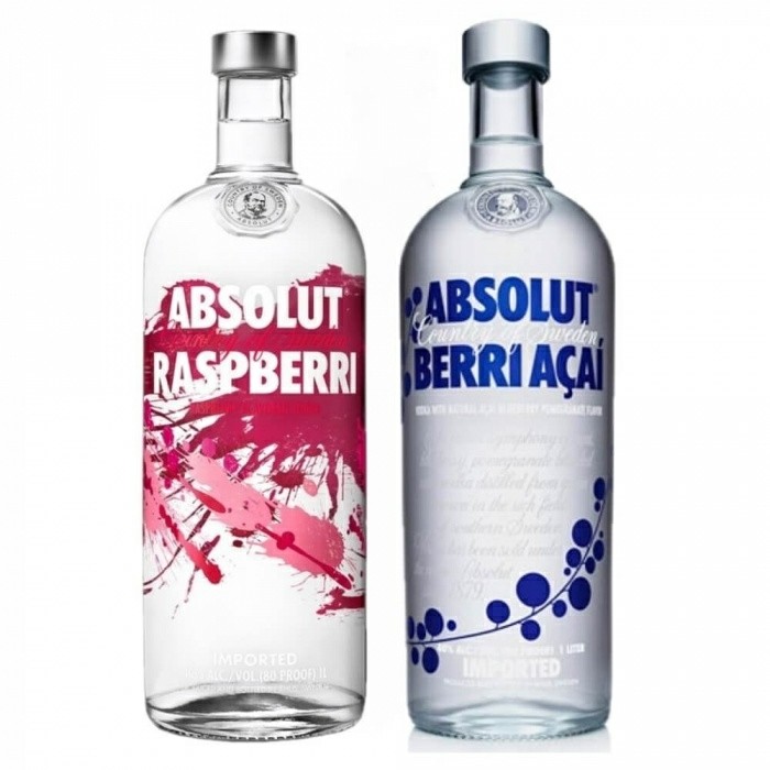 Pack Vodka Absolut Raspberri 40% 1L + Vodka Absolut Berri Açaí 40% 1L