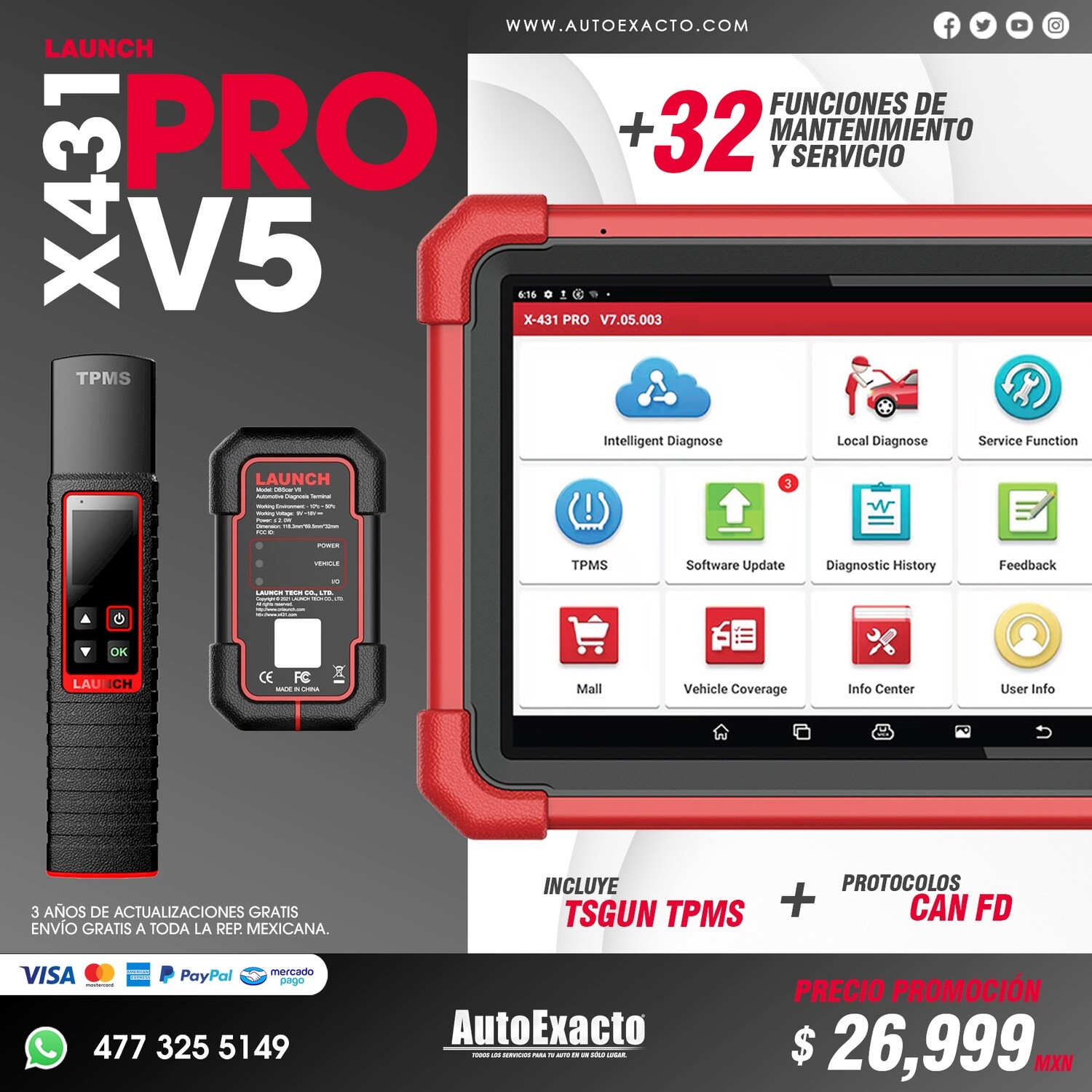 Launch X431 PRO V5.0 (SE) + TSGUN