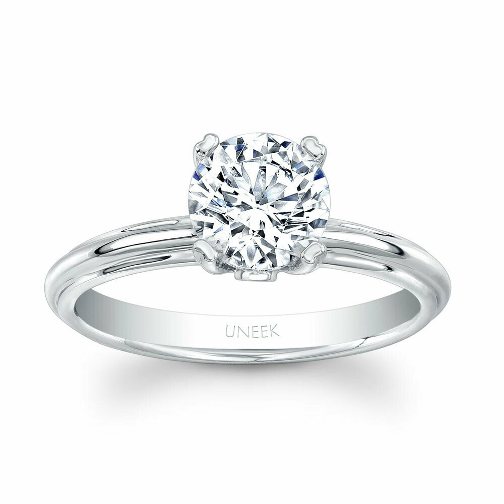 14k White Gold Classic Round Diamond Solitaire Engagement Ring with ...
