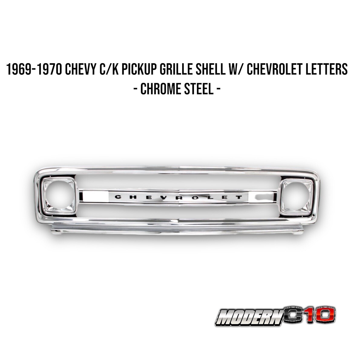 1969-1970 Chevy C/K Pickup Grille Shell w/ Chevrolet Letters - Chrome ...