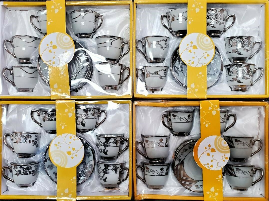 COFFEE CUP 6CUP+6PLATE;11CM/6.5*10.7CM;168G 12/BOX R18106SS