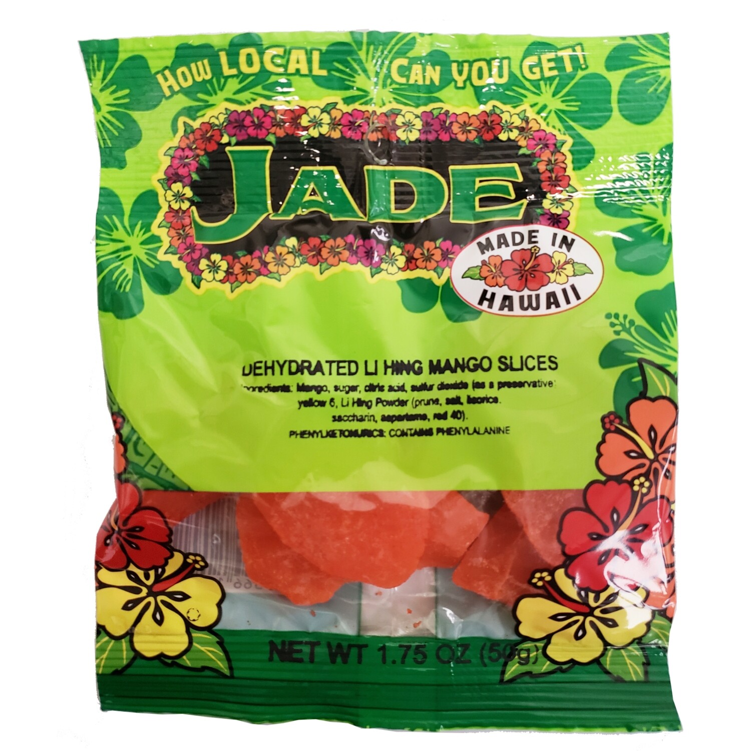 Jade Dehydrated Li Hing Mango Slices 1.75 oz | Hawaiian Snacks