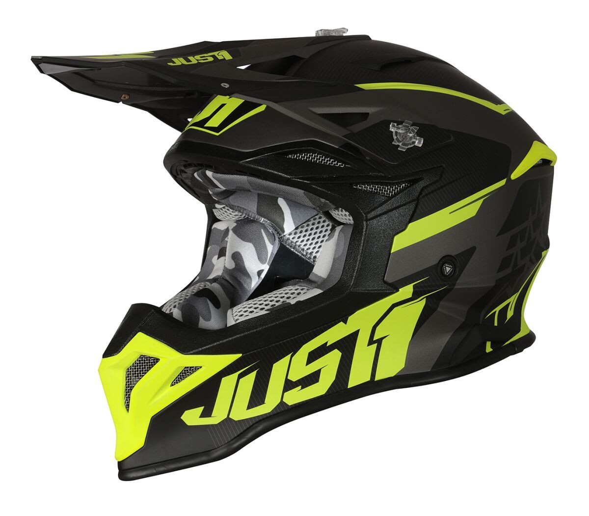 JUST1 Helmet J39 STARS Black-Yellow Fluo-Titanium