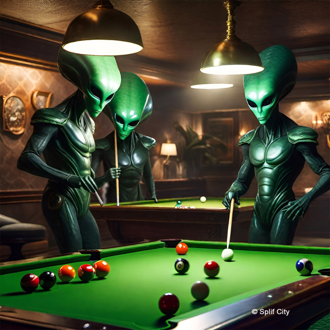 Three Aliens Playing Pool coaster