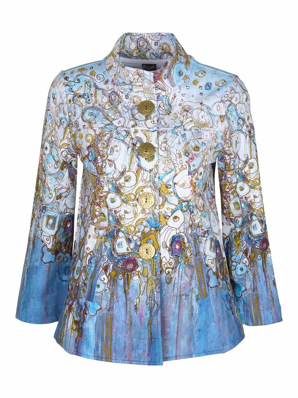 Simply Art Dolcezza: Symphonie Abstract Art Flared Jacket - Wild Curves